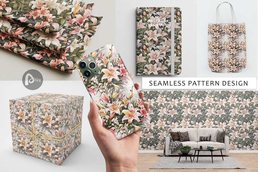 Digital Paper Lily Pattern - So Fontsy