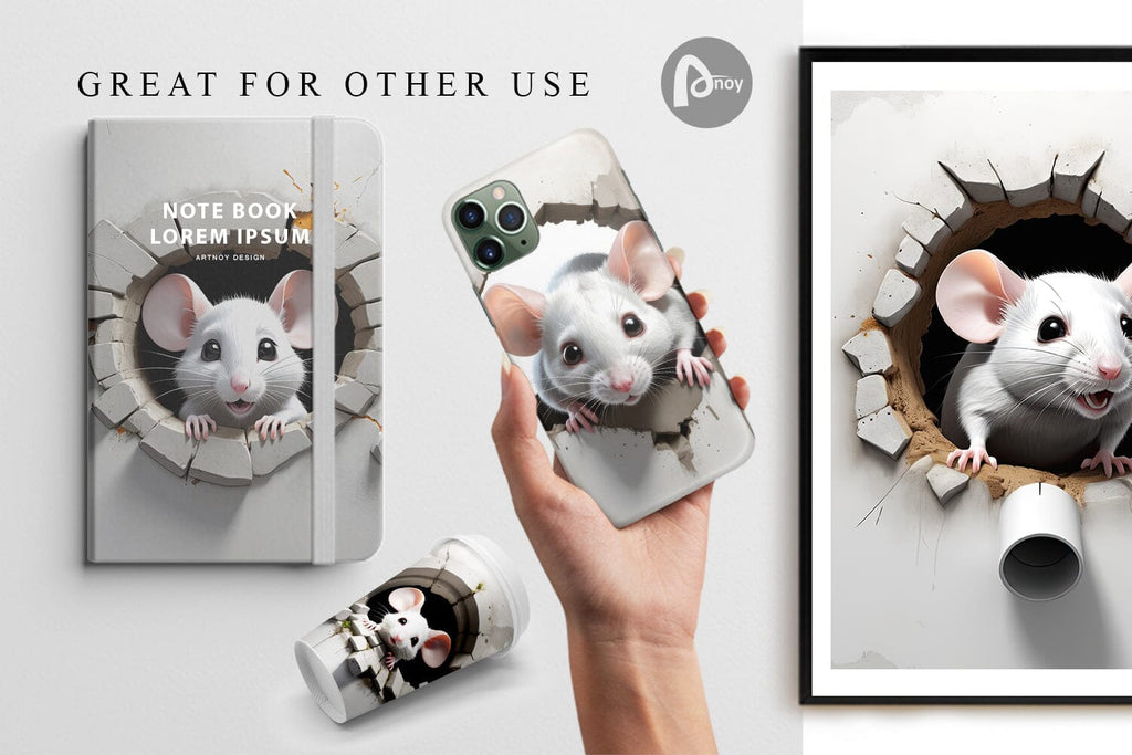 Digital Paper Mouse in Wall - So Fontsy