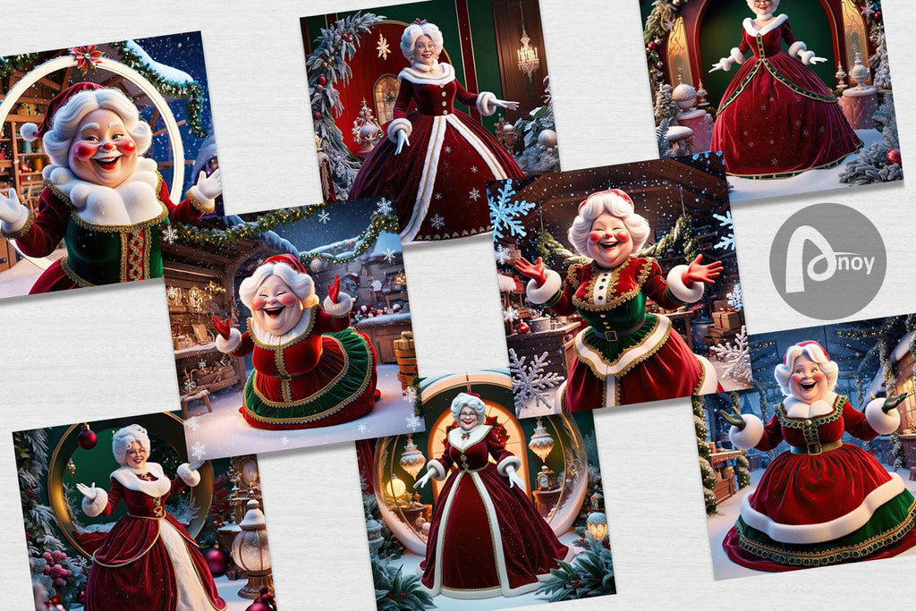 Digital Paper Mrs. Santa Claus - So Fontsy