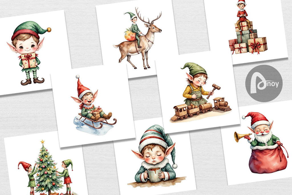 Digital Paper North Pole Elves - So Fontsy