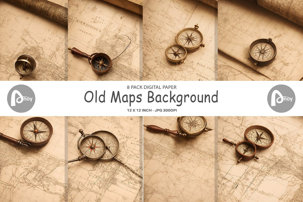 Digital Paper Old Maps Background - So Fontsy