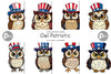 Digital Paper Owl Patriotic - So Fontsy