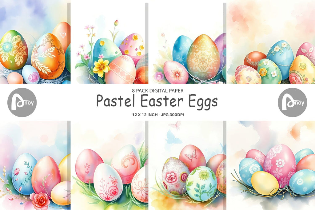 Digital Paper Pastel Easter Eggs - So Fontsy