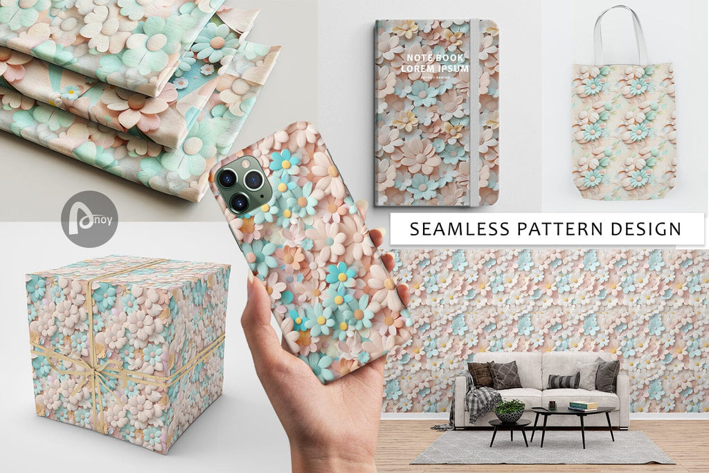 Digital Paper Pastel Flower Pattern - So Fontsy