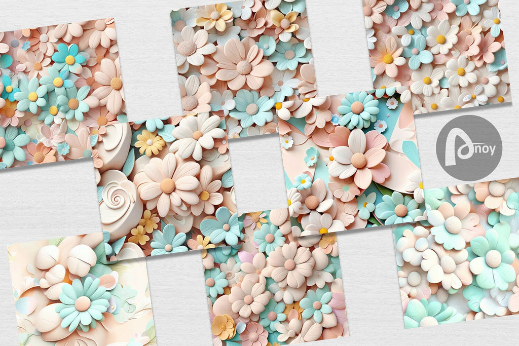 Digital Paper Pastel Flower Pattern - So Fontsy