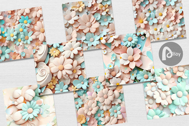 Digital Paper Pastel Flower Pattern - So Fontsy