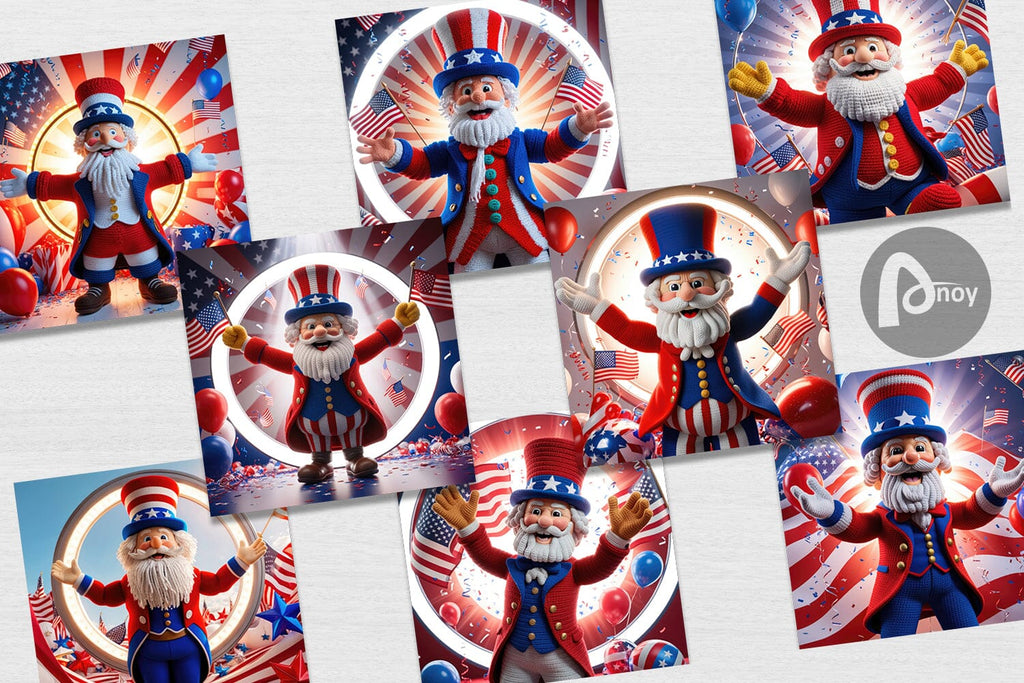 Digital Paper Patriotic Uncle Sam Crochet - So Fontsy