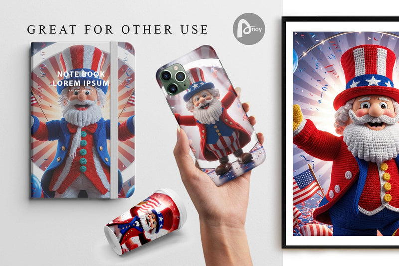 Digital Paper Patriotic Uncle Sam Crochet - So Fontsy