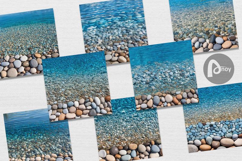 Digital Paper Pebbles and Water - So Fontsy