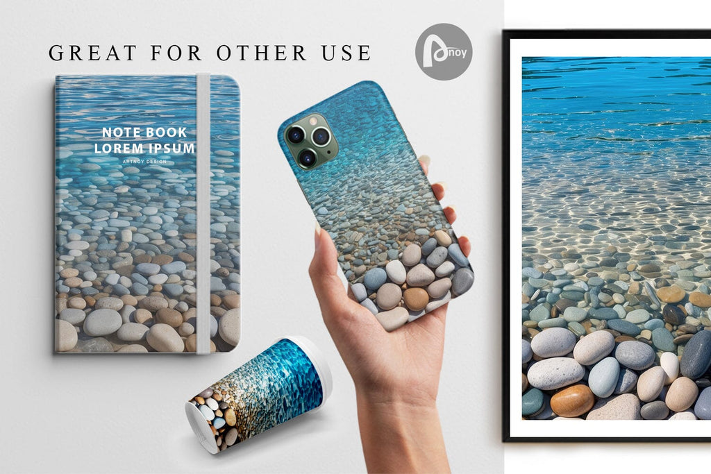 Digital Paper Pebbles and Water - So Fontsy