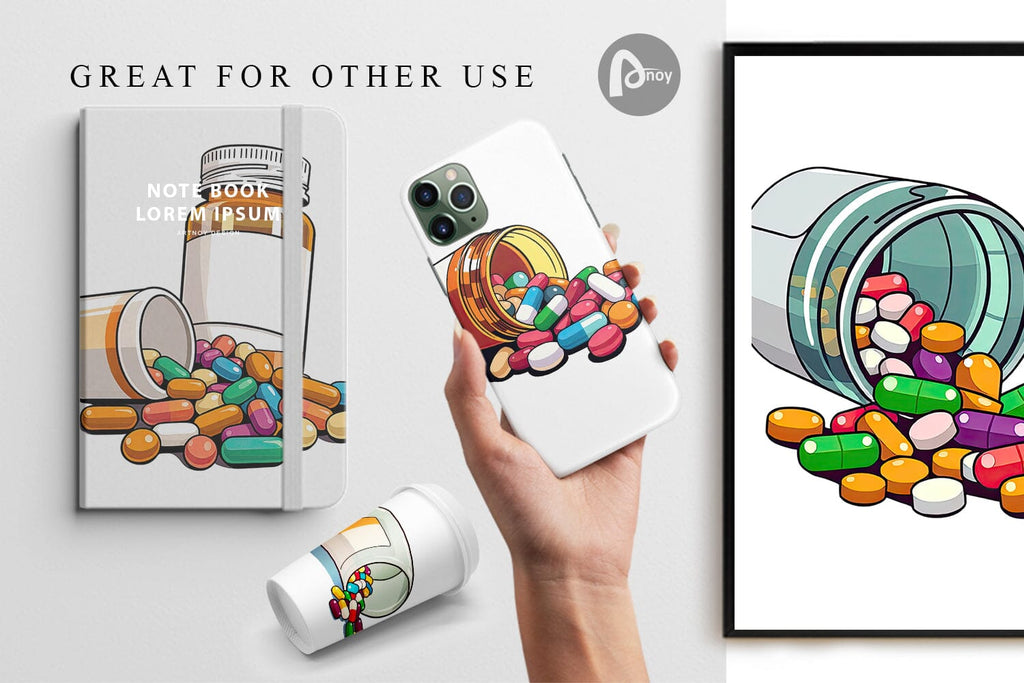 Digital Paper Pill Bottle - So Fontsy