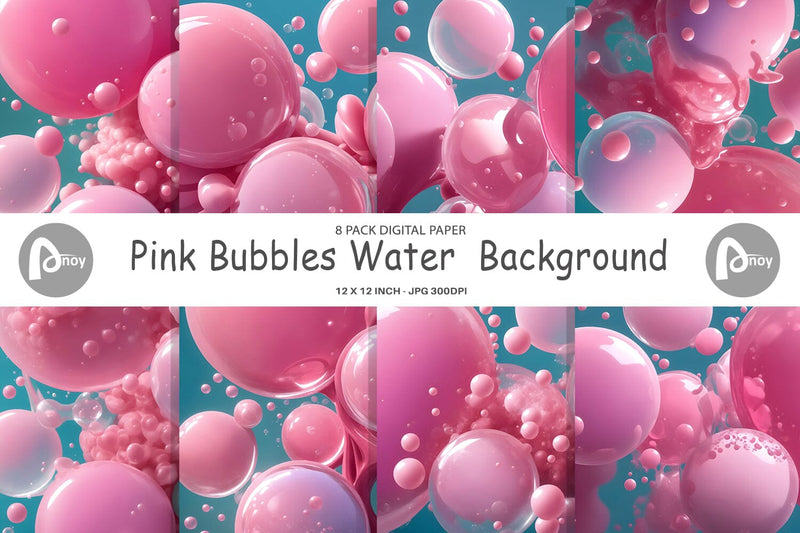 Digital Paper Pink Bubbles Water - So Fontsy