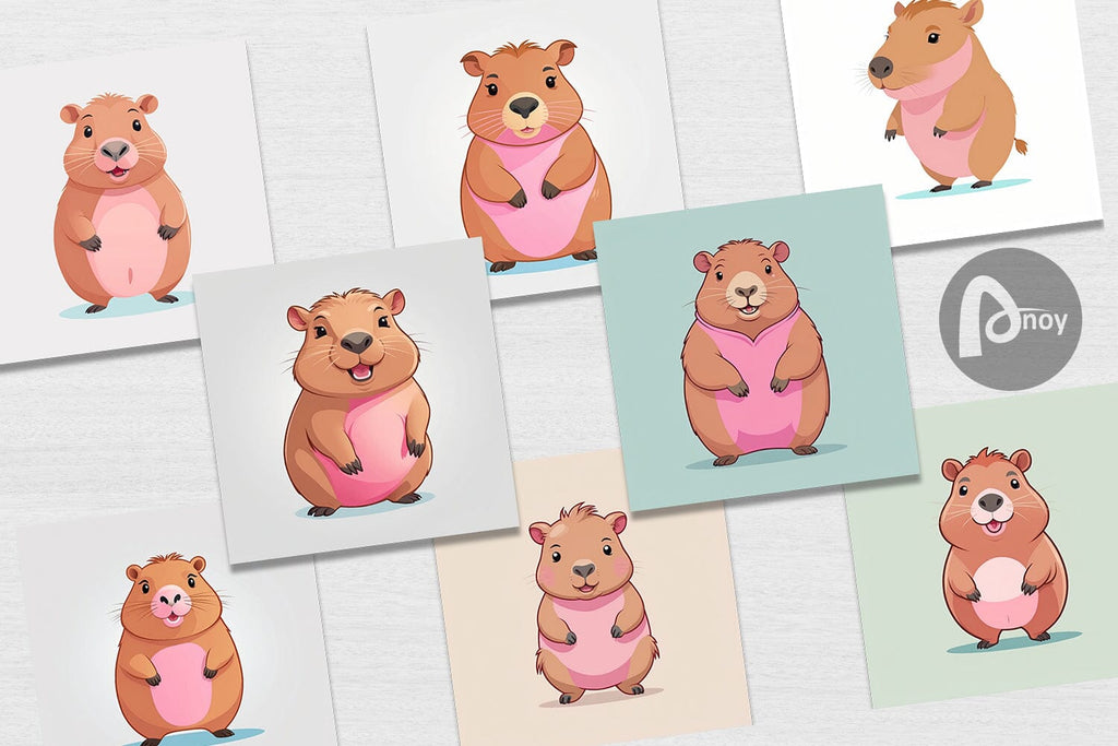 Digital Paper Pink Capybara Valentine - So Fontsy