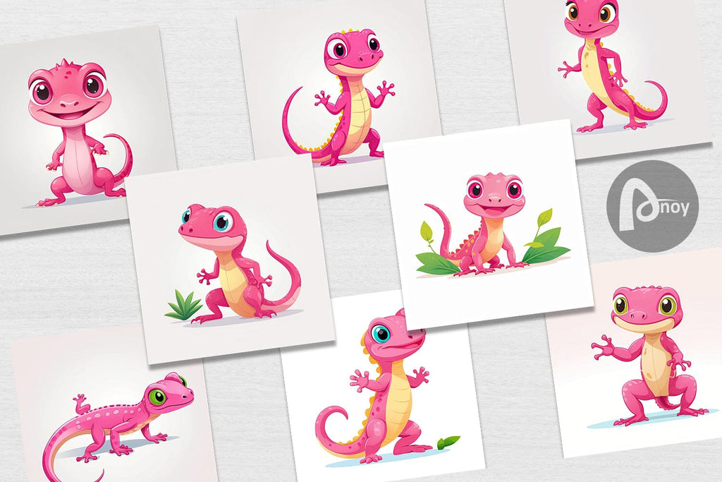 Digital Paper Pink Gecko Valentine - So Fontsy