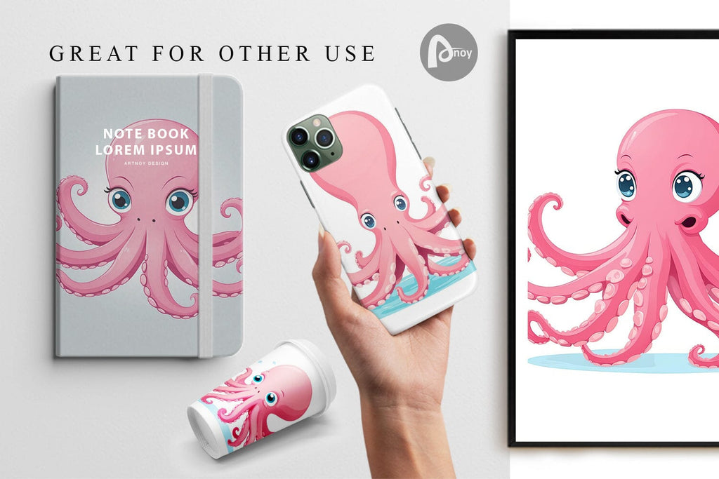 Digital Paper Pink Octopus Valentine - So Fontsy