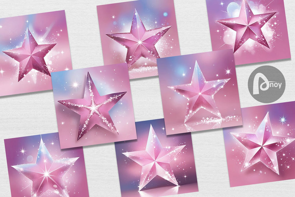 Digital Paper Pink Stars - So Fontsy