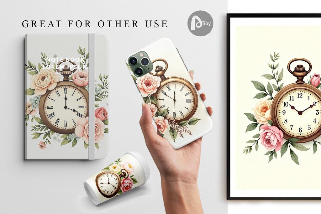 Digital Paper Pocket Watch - So Fontsy