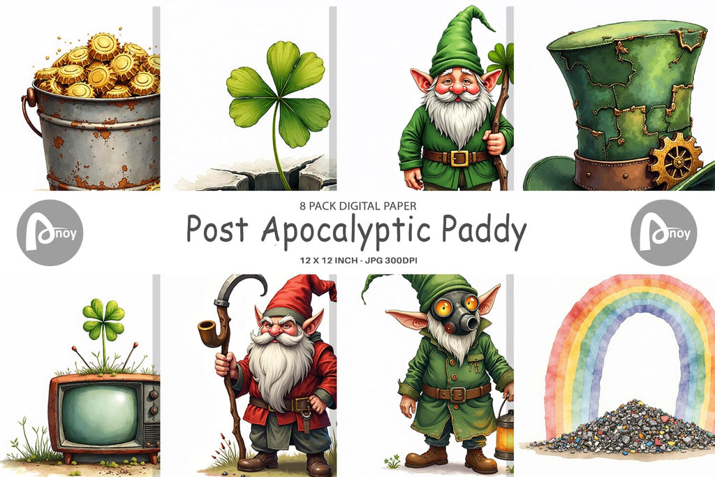 Digital Paper Post-Apocalyptic Paddy Wasteland St. Patrick's - So Fontsy
