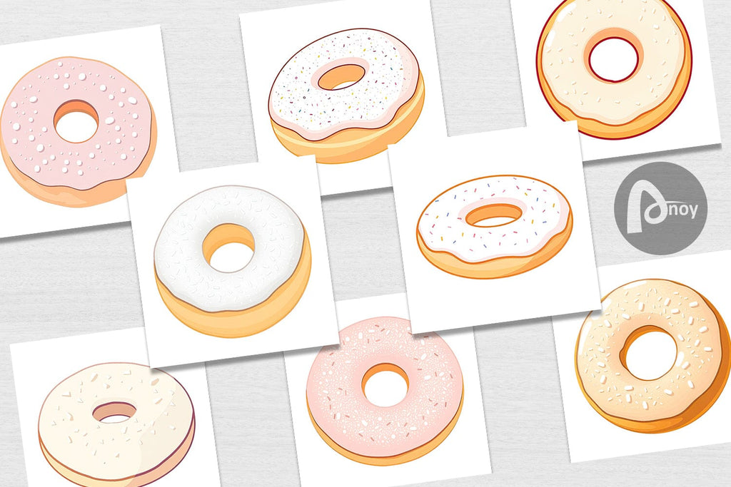 Digital Paper Powdered Donut - So Fontsy