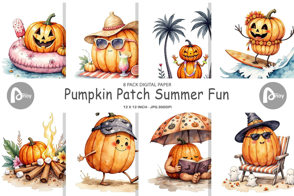Digital Paper Pumpkin Patch Summer - So Fontsy