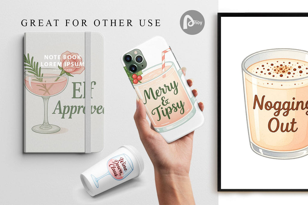 Digital Paper Quotes Watercolor Holiday Beverage Humor - So Fontsy