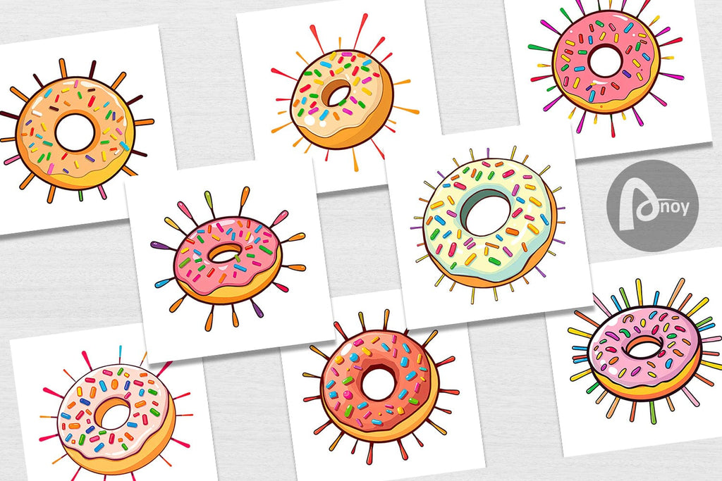 Digital Paper Rainbow Sprinkle Donut - So Fontsy