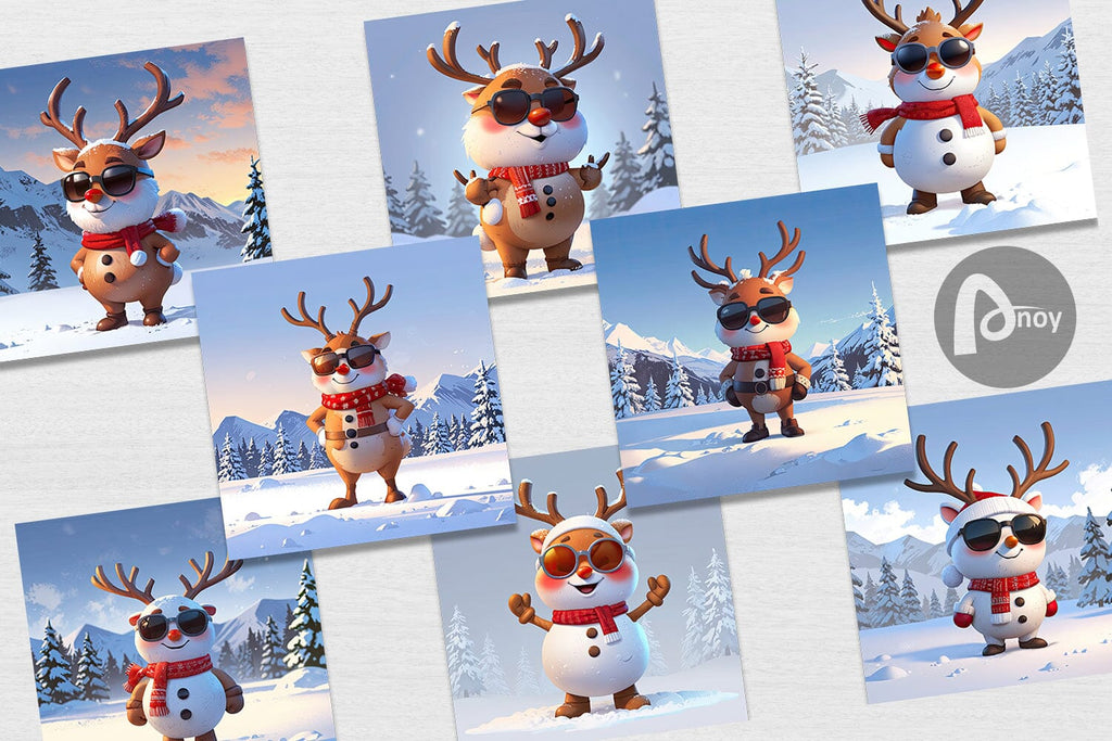 Digital Paper Reindeer Christmas - So Fontsy