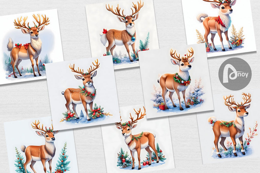 Digital Paper Reindeer Christmas - So Fontsy