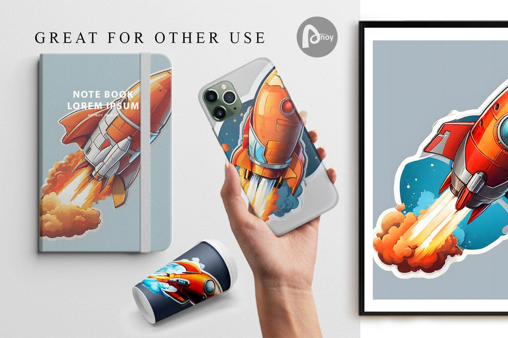 Digital Paper Rocket illustration - So Fontsy