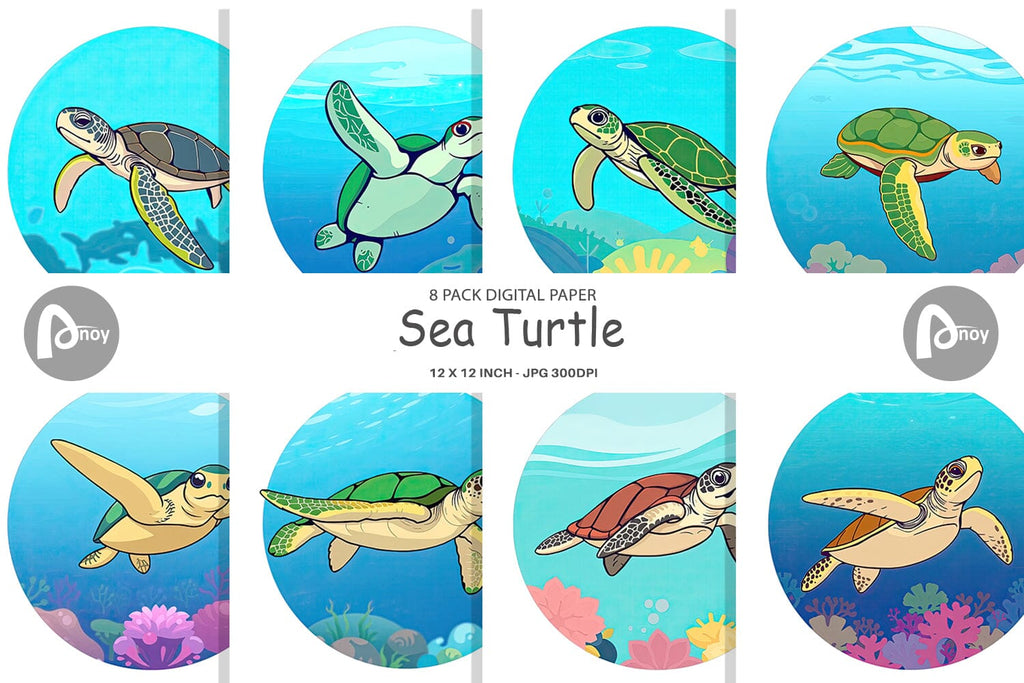 Digital Paper Sea Turtle - So Fontsy
