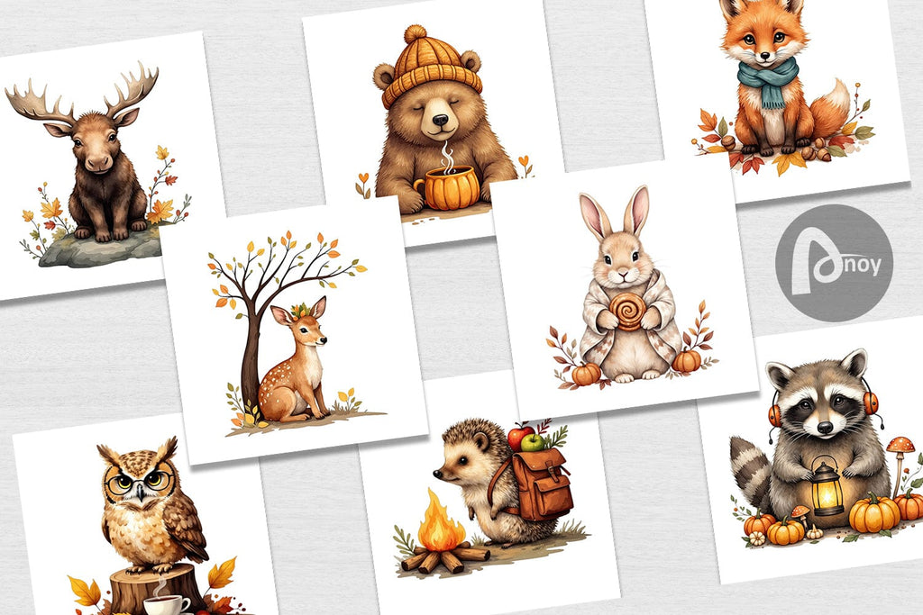 Digital Paper Snuggly Fall Critters - So Fontsy