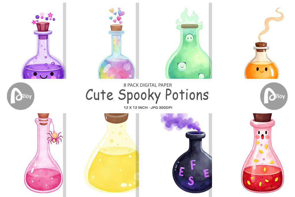 Digital Paper Spooky Potion Cuties - So Fontsy