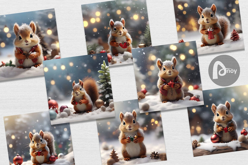 Digital Paper Squirrel Christmas - So Fontsy