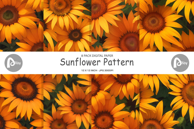 Digital Paper Sunflower Pattern - So Fontsy