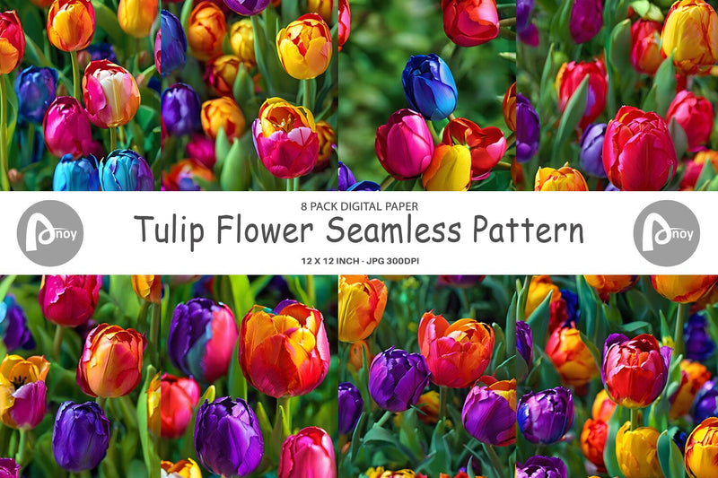 Digital Paper Tulip Flower Pattern - So Fontsy