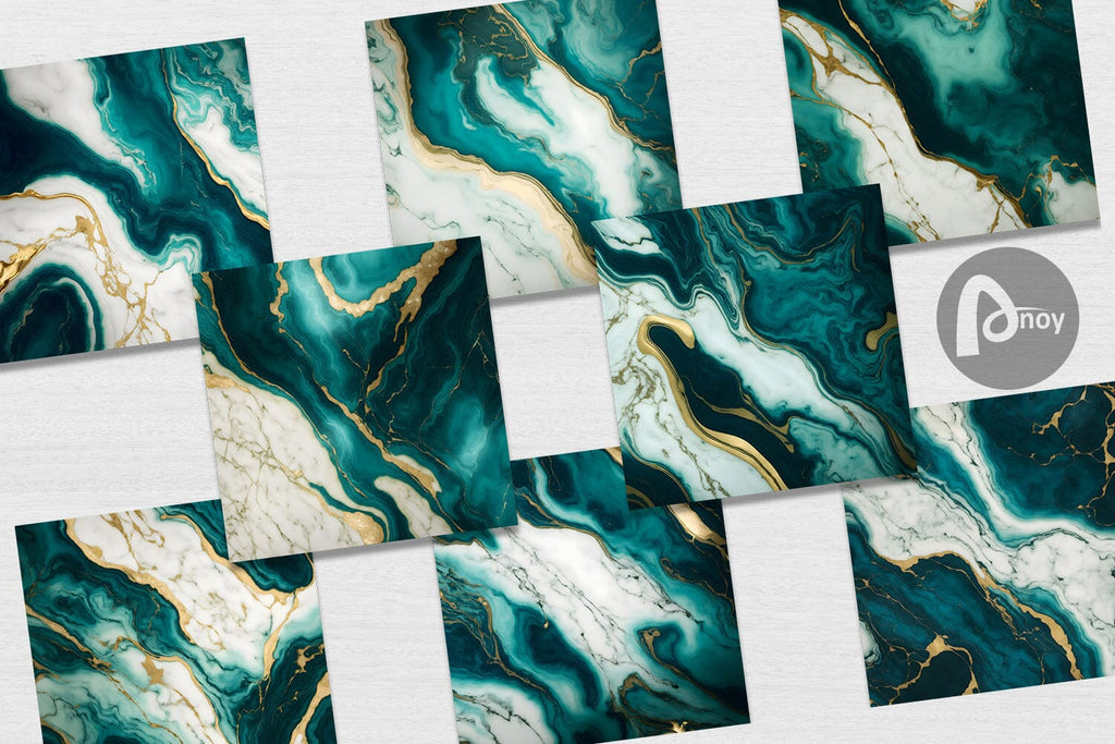 Digital Paper Turquoise Marble Stone - So Fontsy