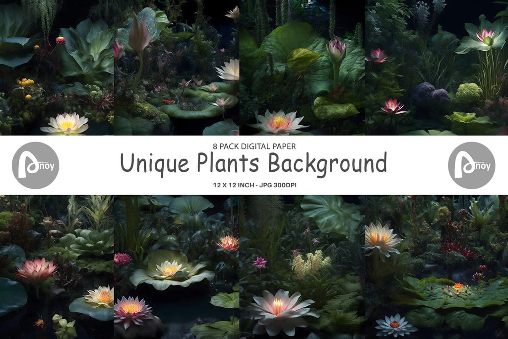 Digital Paper Unique Plants Background - So Fontsy