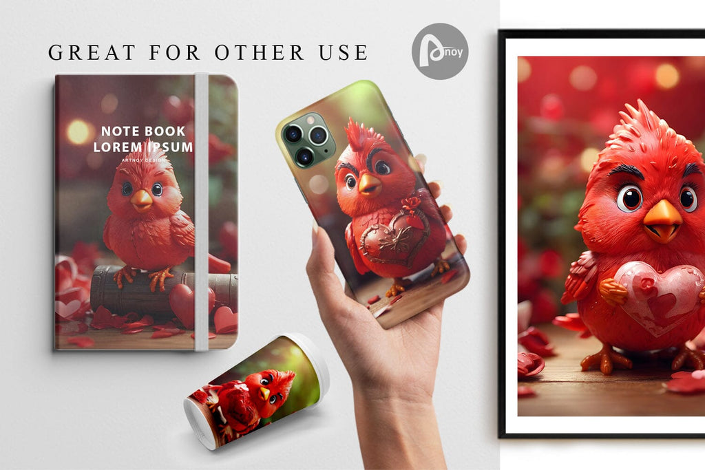 Digital Paper Valentine Cardinal Bird - So Fontsy