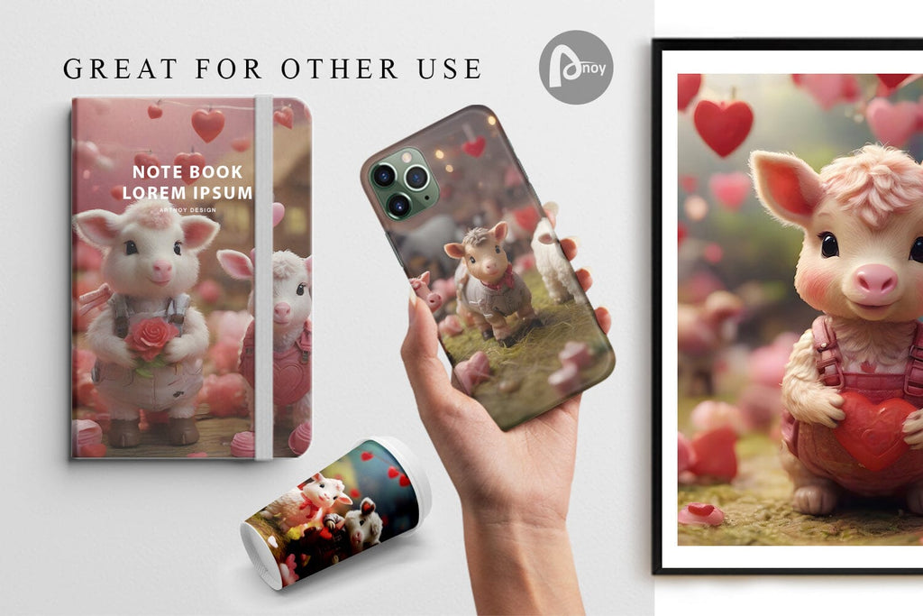 Digital Paper Valentine Farm Animals - So Fontsy