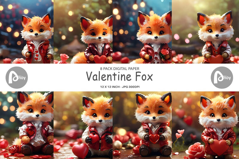 Digital Paper Valentine Fox - So Fontsy