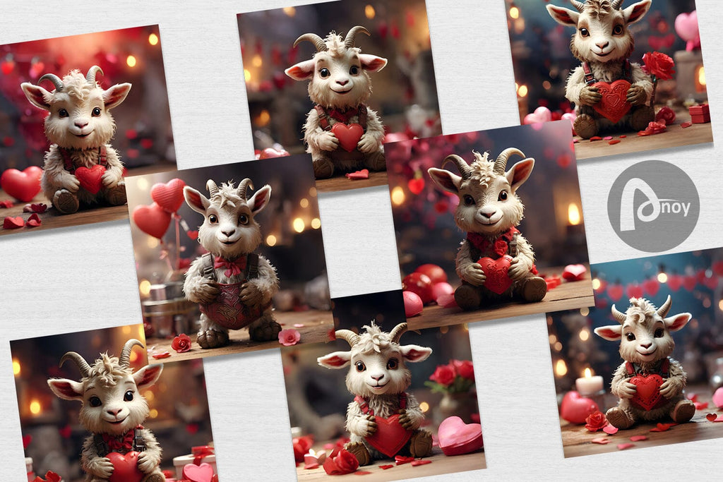 Digital Paper Valentine Goat Gruff - So Fontsy