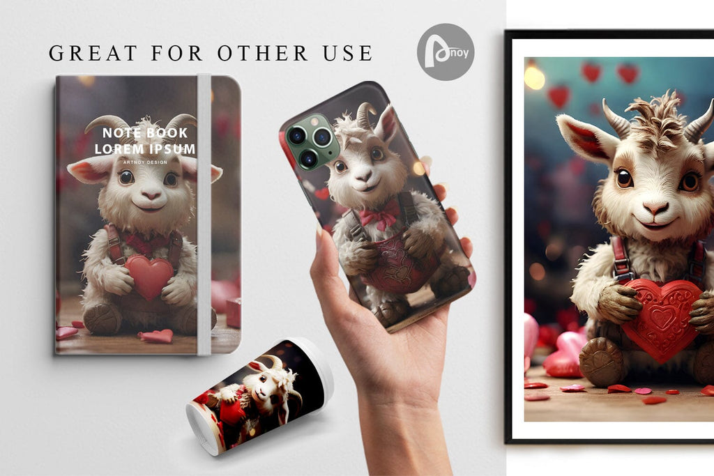 Digital Paper Valentine Goat Gruff - So Fontsy