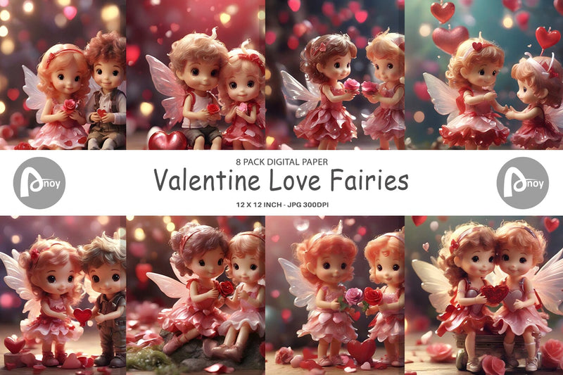 Digital Paper Valentine Love Fairies - So Fontsy