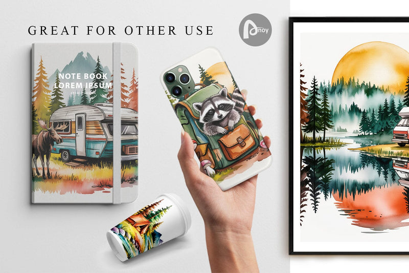 Digital Paper Vintage Camping Vibes - So Fontsy