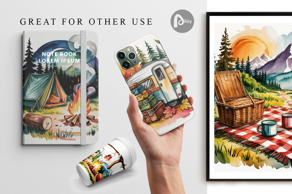 Digital Paper Vintage Camping Vibes - So Fontsy