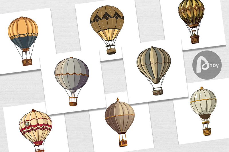 Digital Paper Vintage Hot Air Balloon - So Fontsy