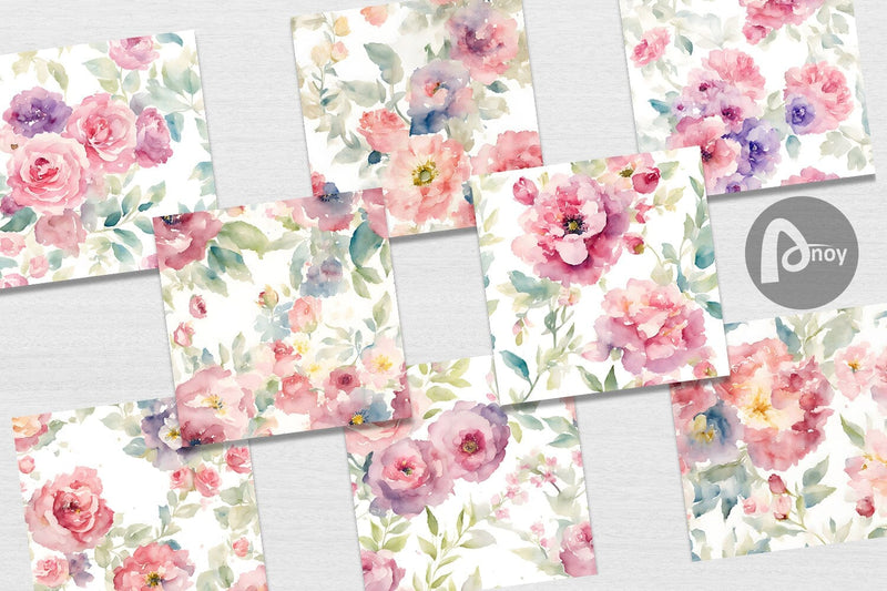 Digital Paper Watercolor floral - So Fontsy