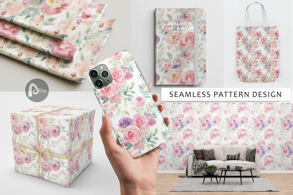 Digital Paper Watercolor floral - So Fontsy