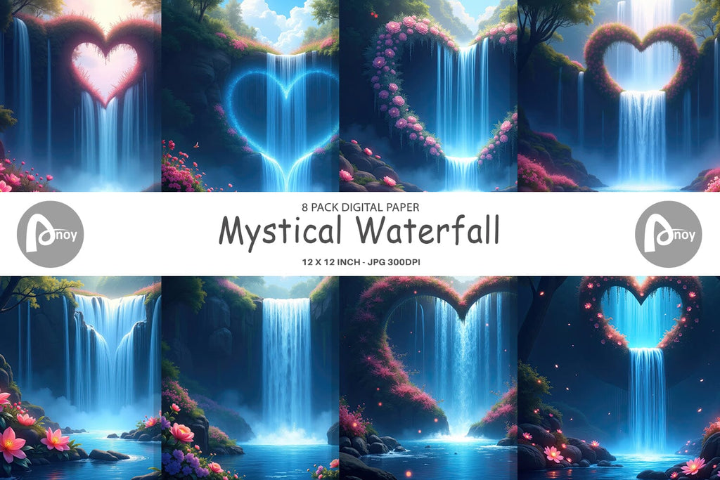 Digital Paper Waterfall - So Fontsy