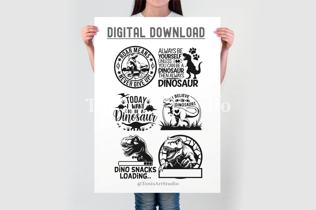 Dinosaur SVG Designs, T-Rex Roar SVG, Funny Dinosaur Bundle - So Fontsy